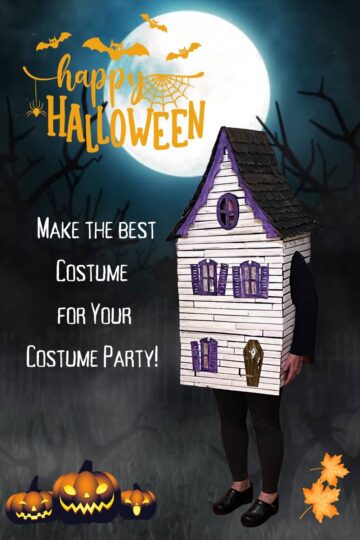 Make a Cardboard House Costume for Halloween Fun - Paper Glitter Glue