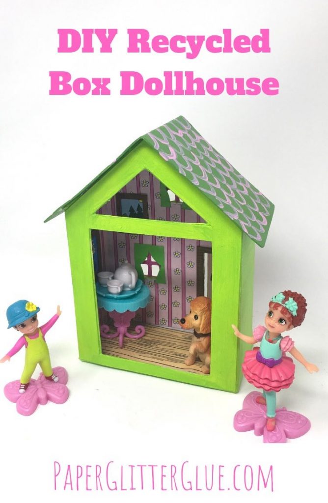 DIY Miniature Dollhouse from a Recycled Box - Paper Glitter Glue