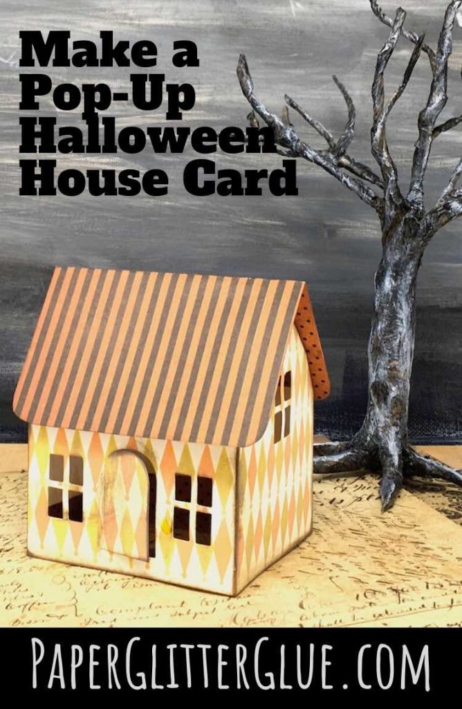 Tim Holtz Halloween Village Dwelling Pop-Up House Card - Paper Glitter Glue