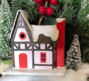 Make an adorable Alpine Christmas House - Paper Glitter Glue