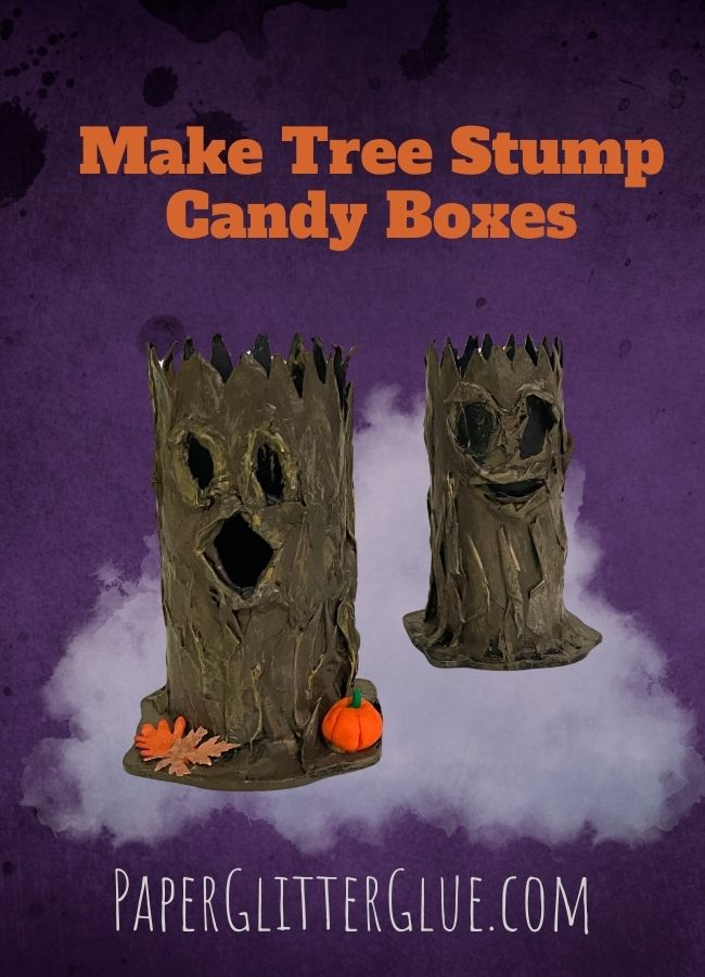 Miniature Tree Stump Candy Boxes - Paper Glitter Glue